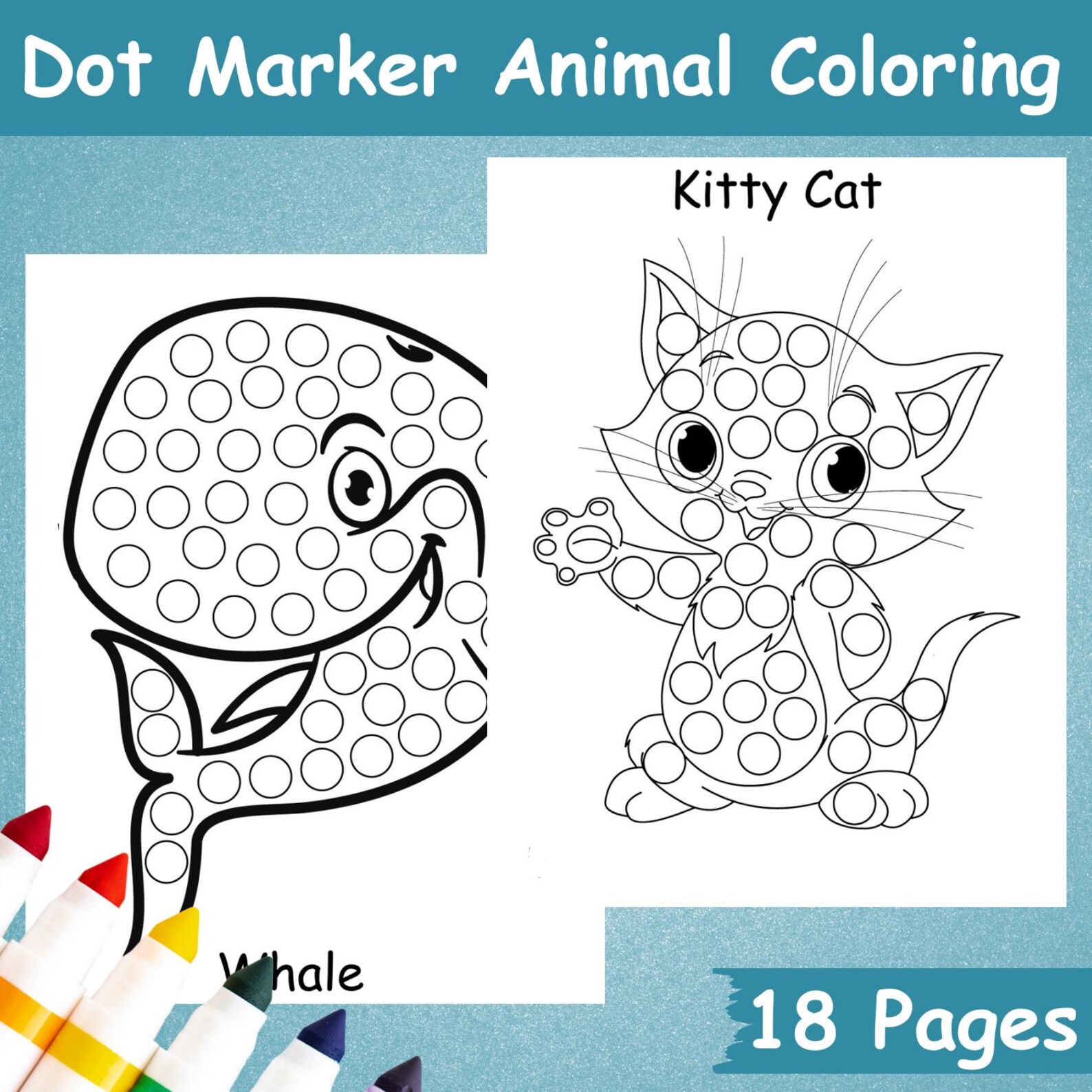 Kids Animal Coloring Pages | Dot Marker Coloring Book | Kids Learning ...
