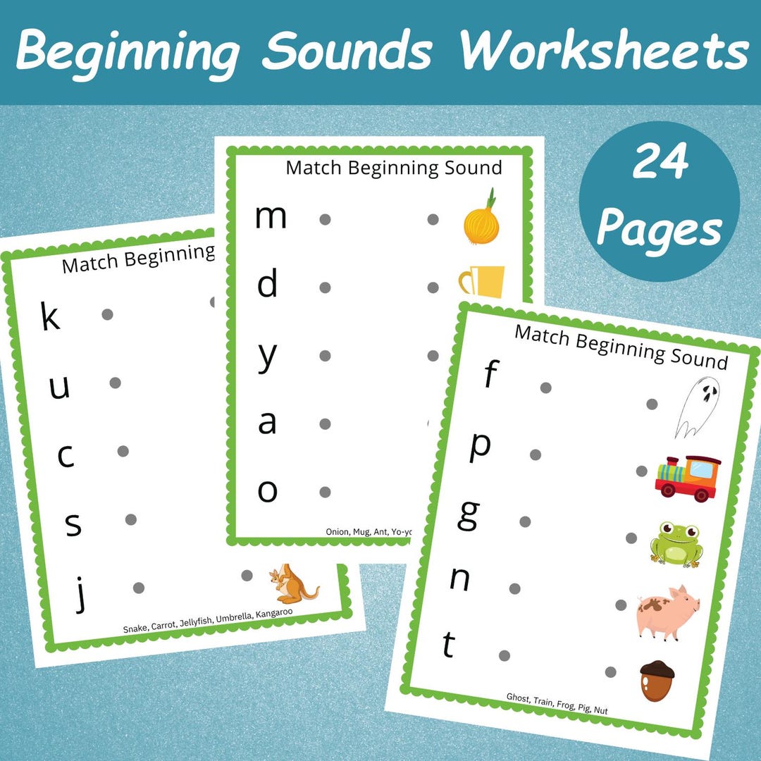 24 Beginning Sounds Worksheets for Kids | Letter Sounds Busy Book ...