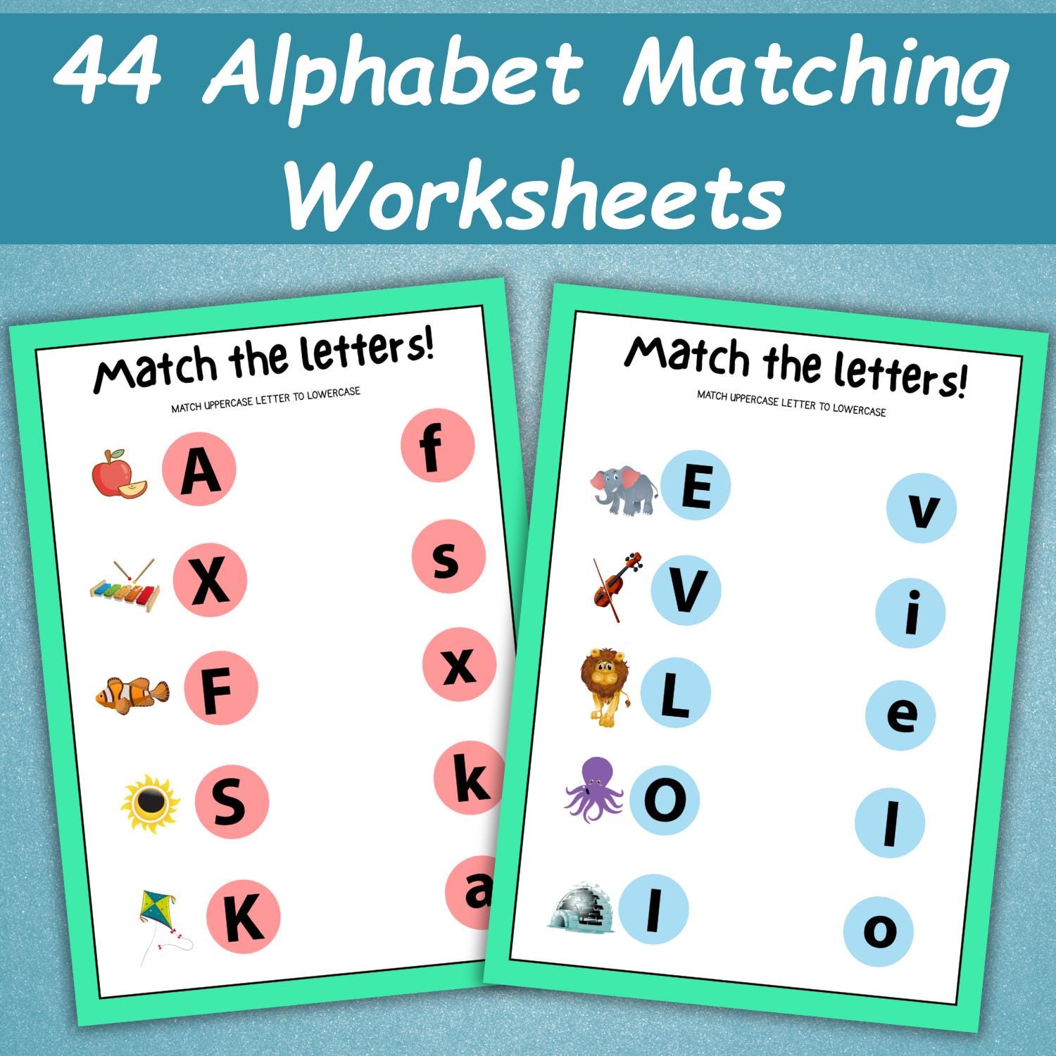 44 Alphabet Matching Worksheets | Letter Learning Activities ...