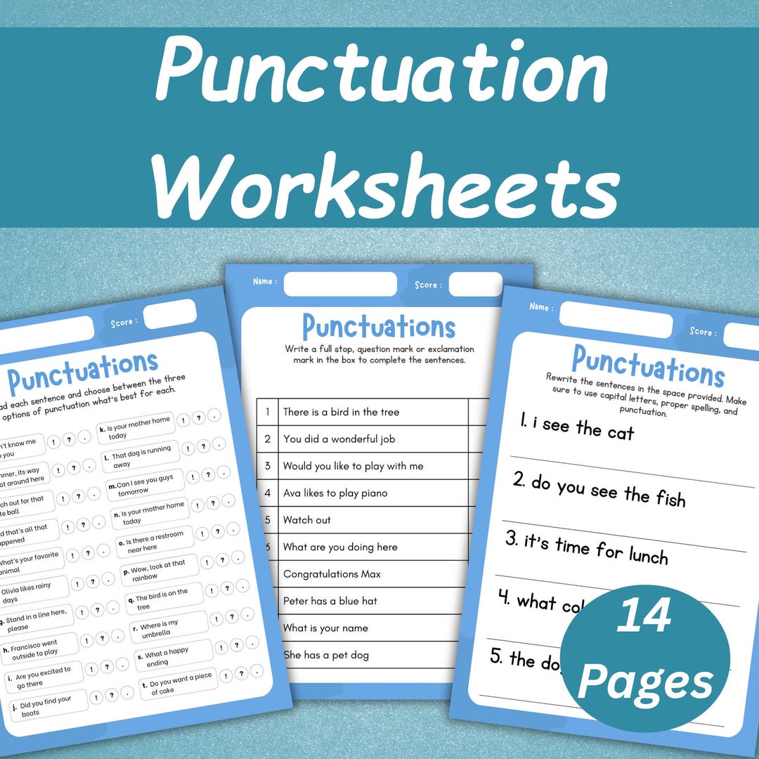 14 Punctuation Worksheets | Punctuation Practice Worksheets | Printable ...