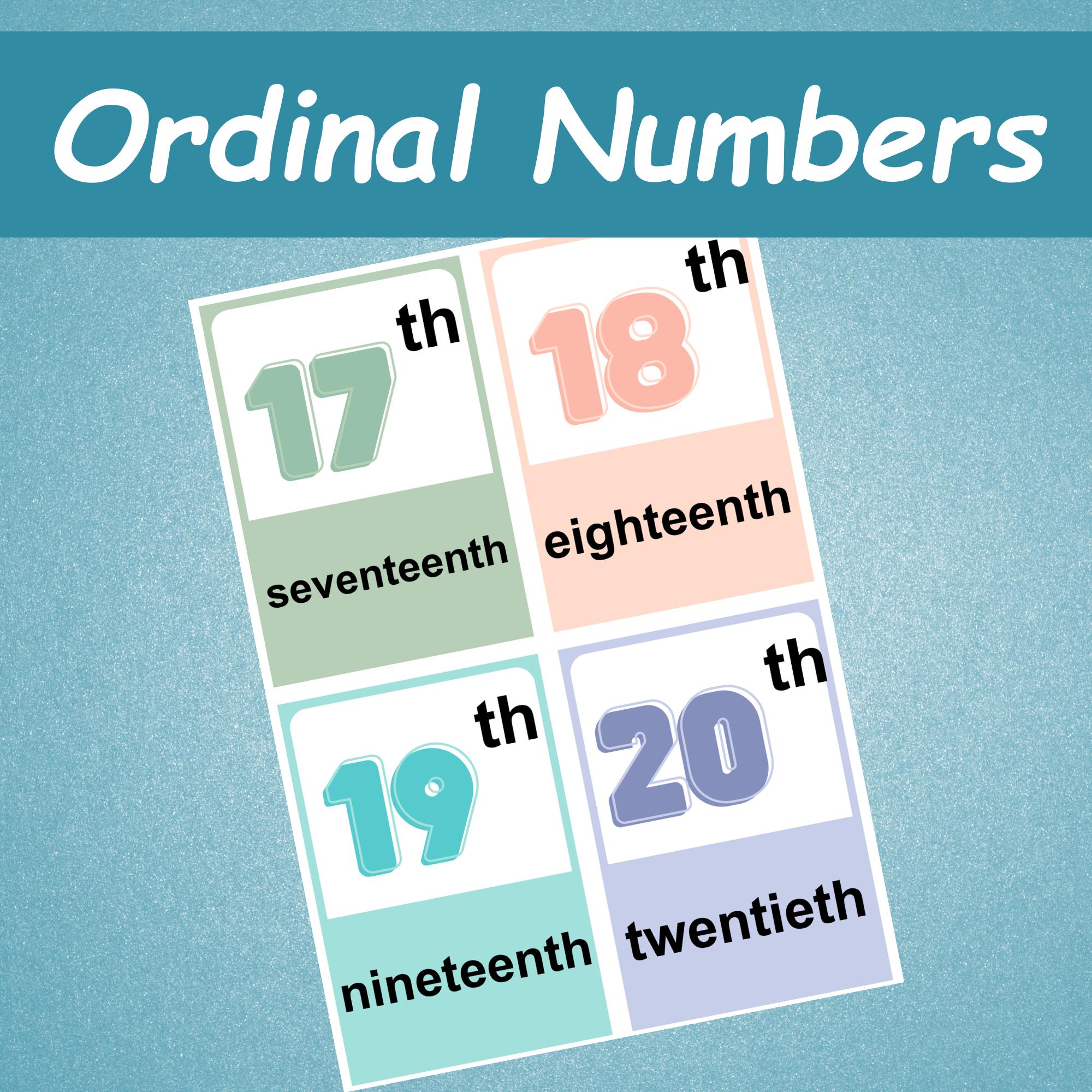 Ordinal Number Cards Montessori Math Flashcards for Kids Preschool ...