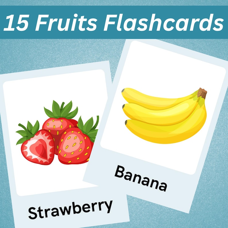 15 Fruits Flashcards | Kids Fruits Printables | Montessori Flashcards ...