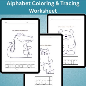 Alphabet Tracing Worksheets for Kids | Printable Tracing | Animal ...