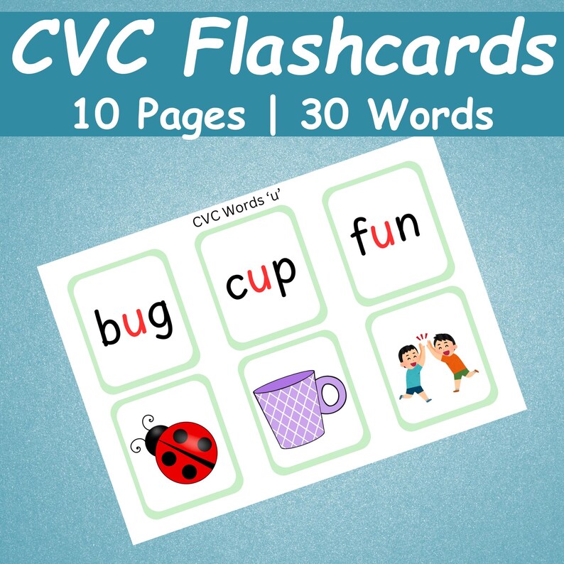 CVC Words Flashcards | Printable Kindergarten Phonics Cards | Kids ...