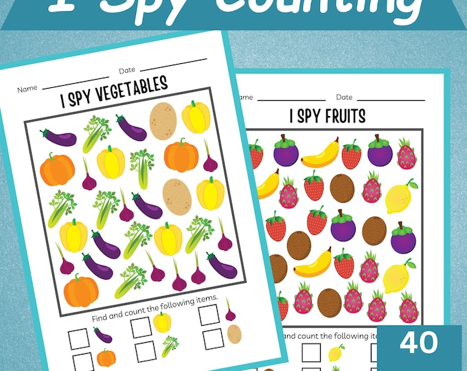 I Spy Fruits and Veggies Printable Activity for Toddlers, Look and Find ...