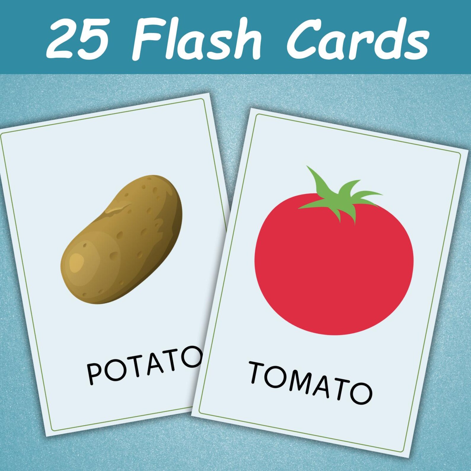 25 Vegetable Flashcards for Kids | Printable Vegetables Cards ...