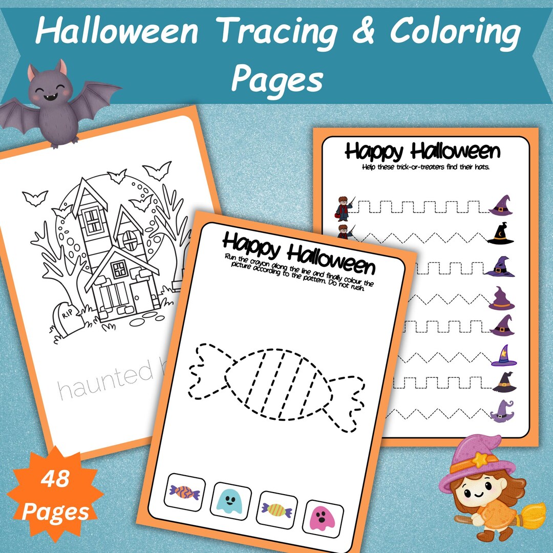 Halloween Coloring Pages for Kids | Preschool Halloween Tracing ...