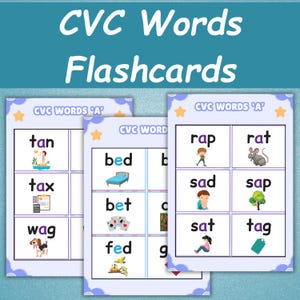 31 CVC Words Flash Cards | Montessori Phonics Cards | Preschool ...
