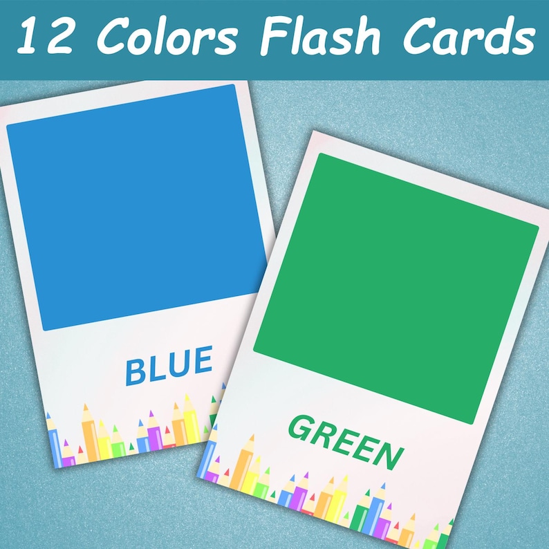 12 Color Flashcards | Montessori Colours Card | Preschool Flash Cards ...