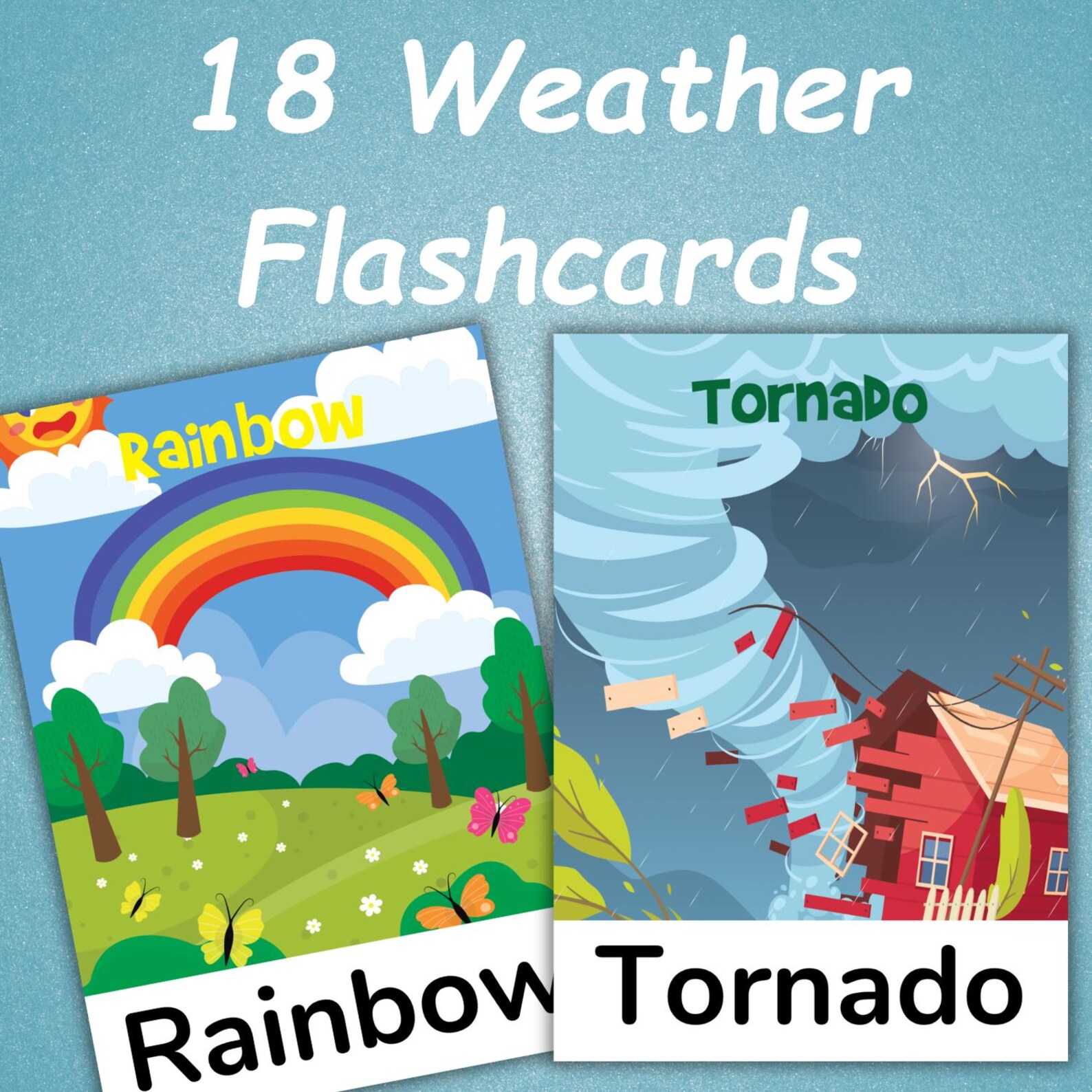 18 Weather Flashcards for Kids | Weather Cards Printable | Toddler ...