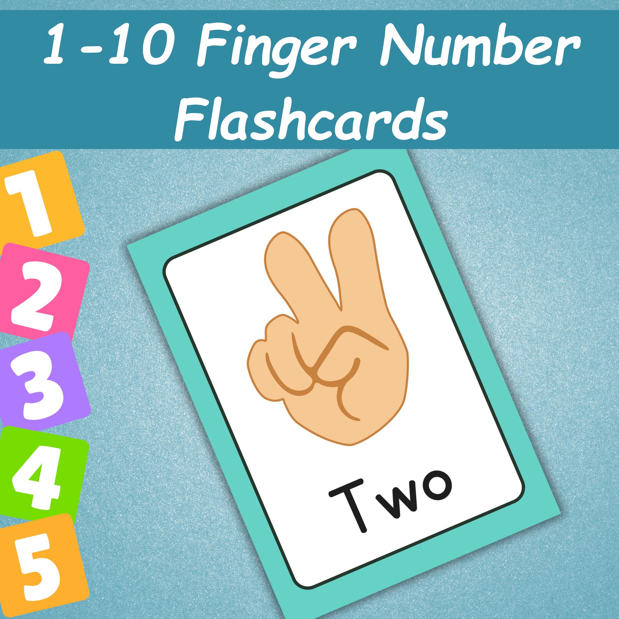 1-10 Finger Counting Flash Cards | Hand Counting Number Flashcards ...
