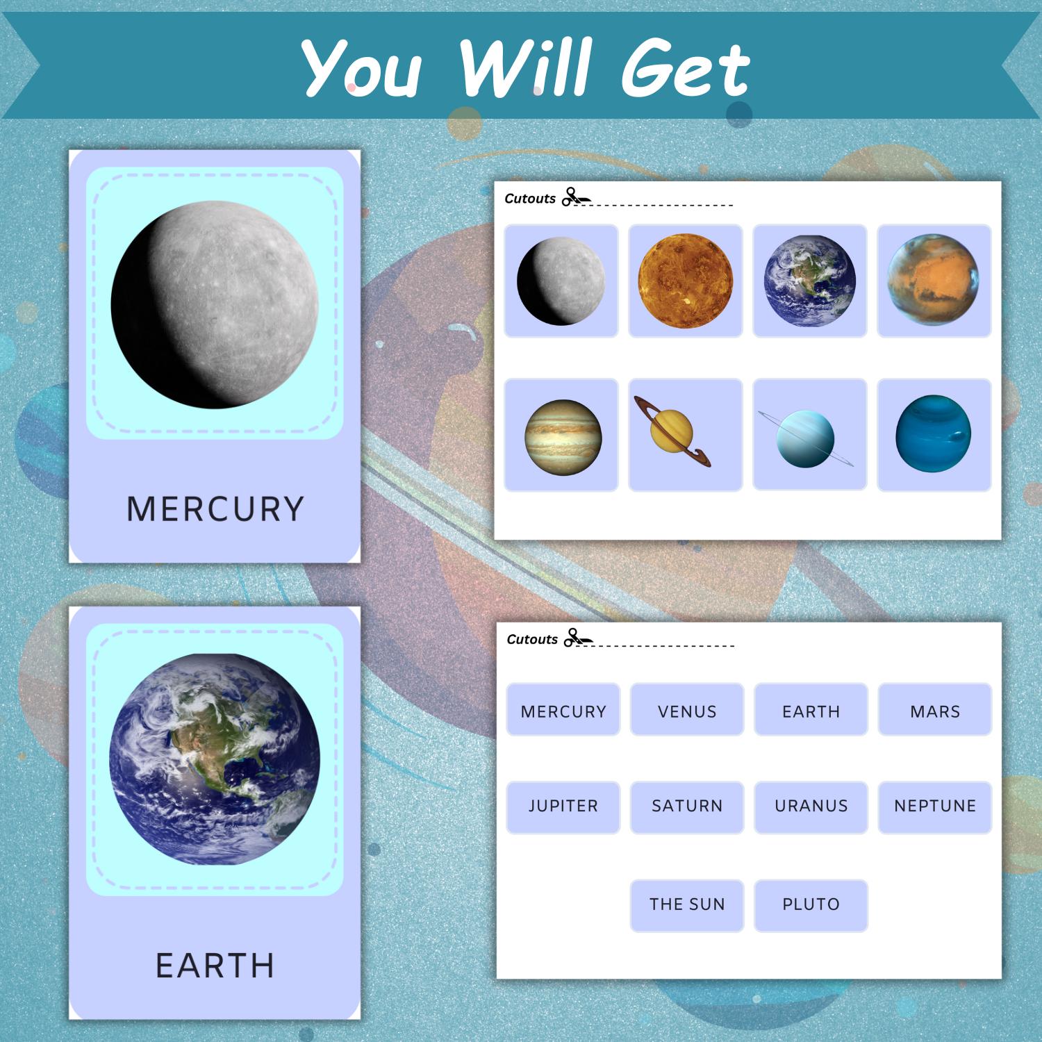 10 Solar System Flash Cards | Planets Learning for Kids | Preschool ...