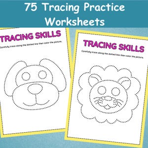 75 Kids Tracing Worksheet | Preschool Tracing Practice Busy Book ...