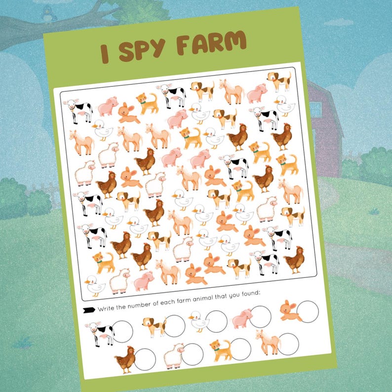 Farm I Spy Game for Toddler | Printable I Spy Farm Activity | Quiet ...