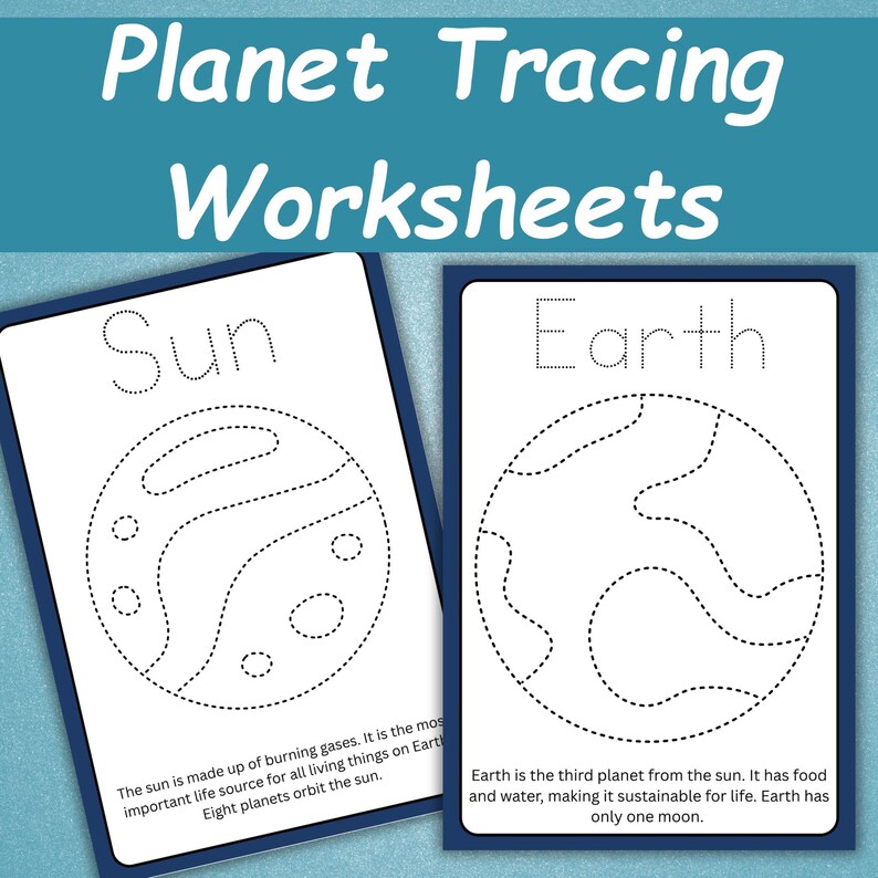13 Solar System Tracing Pages - Planets Tracing Worksheets - Planets ...