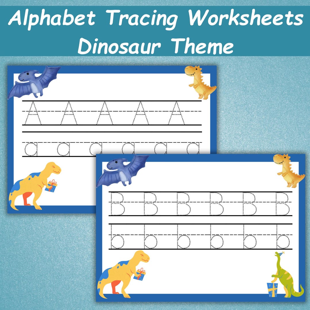 Dinosaur Theme Alphabet Tracing Worksheets | ABC Tracing Workbook (PDF ...