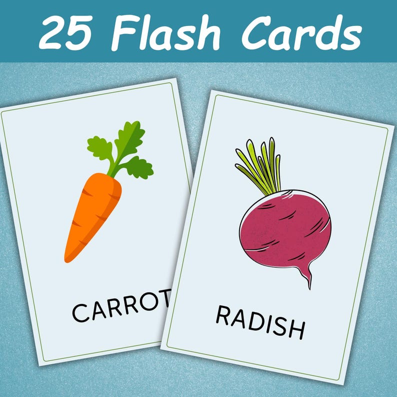 25 Vegetable Flashcards for Kids | Printable Vegetables Cards ...