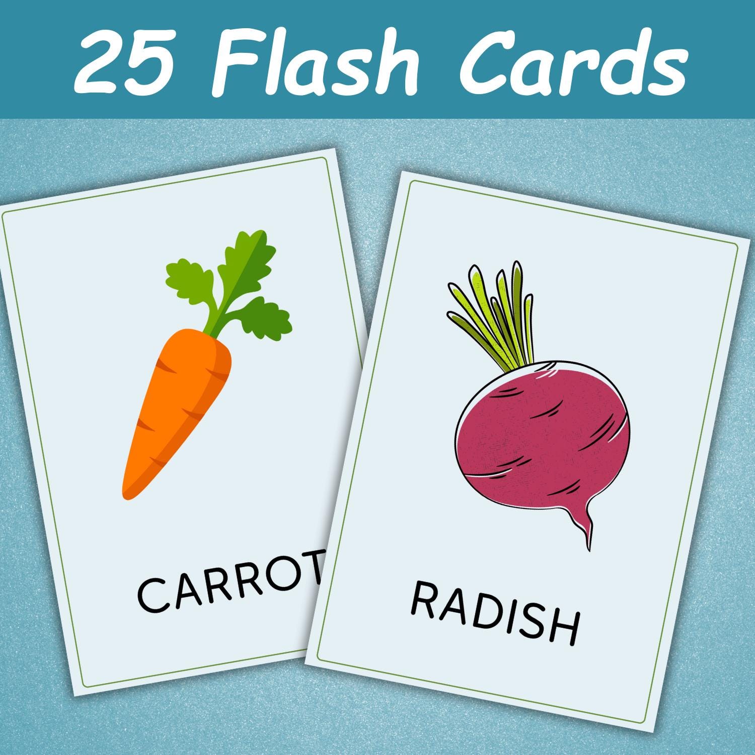25 Vegetable Flashcards for Kids | Printable Vegetables Cards ...
