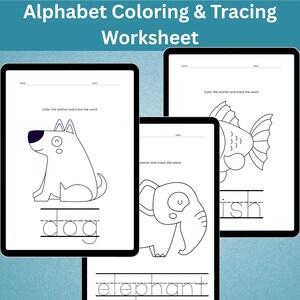 Alphabet Tracing Worksheets for Kids | Printable Tracing | Animal ...