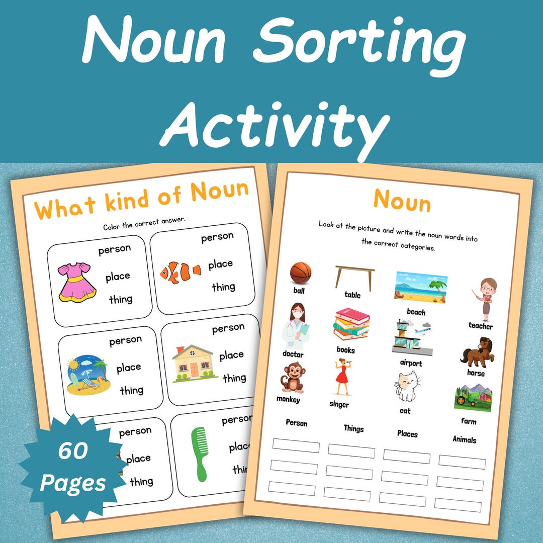 Nouns Sorting | 60 Nouns Worksheet | Parts of Speech Worksheet | Kids ...