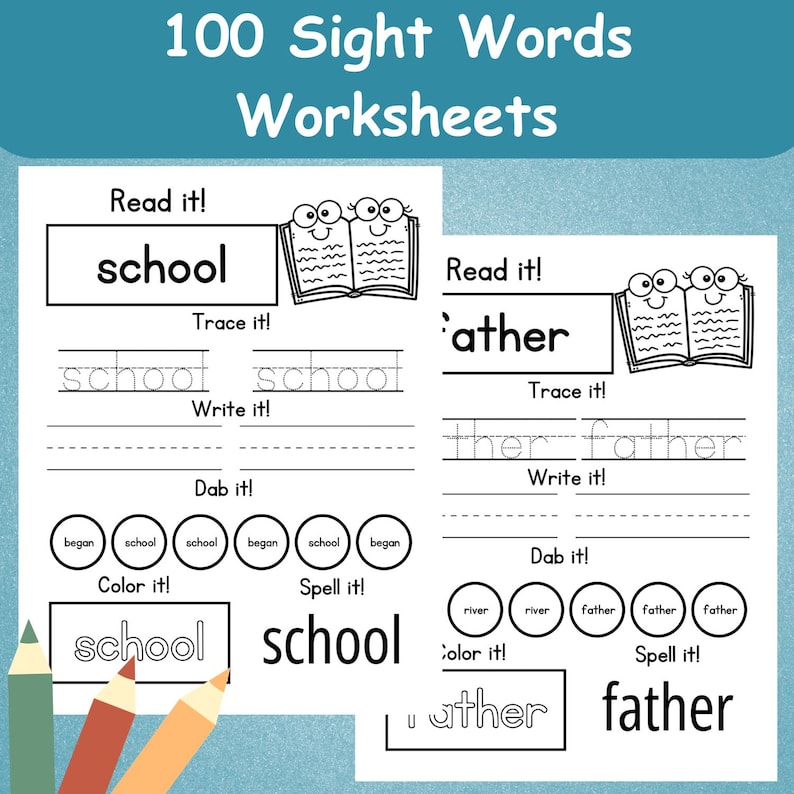 100 Printable Sight Words Worksheets | Kindergarten-1st Grade Sight ...