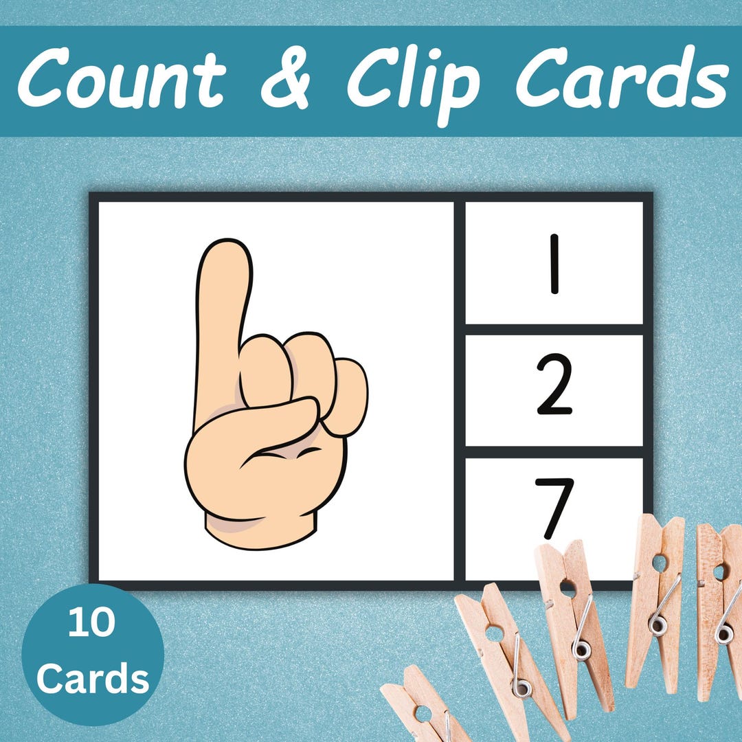 Fingers Count & Clip Cards | Numbers 1-10 Toddler Flashcards ...