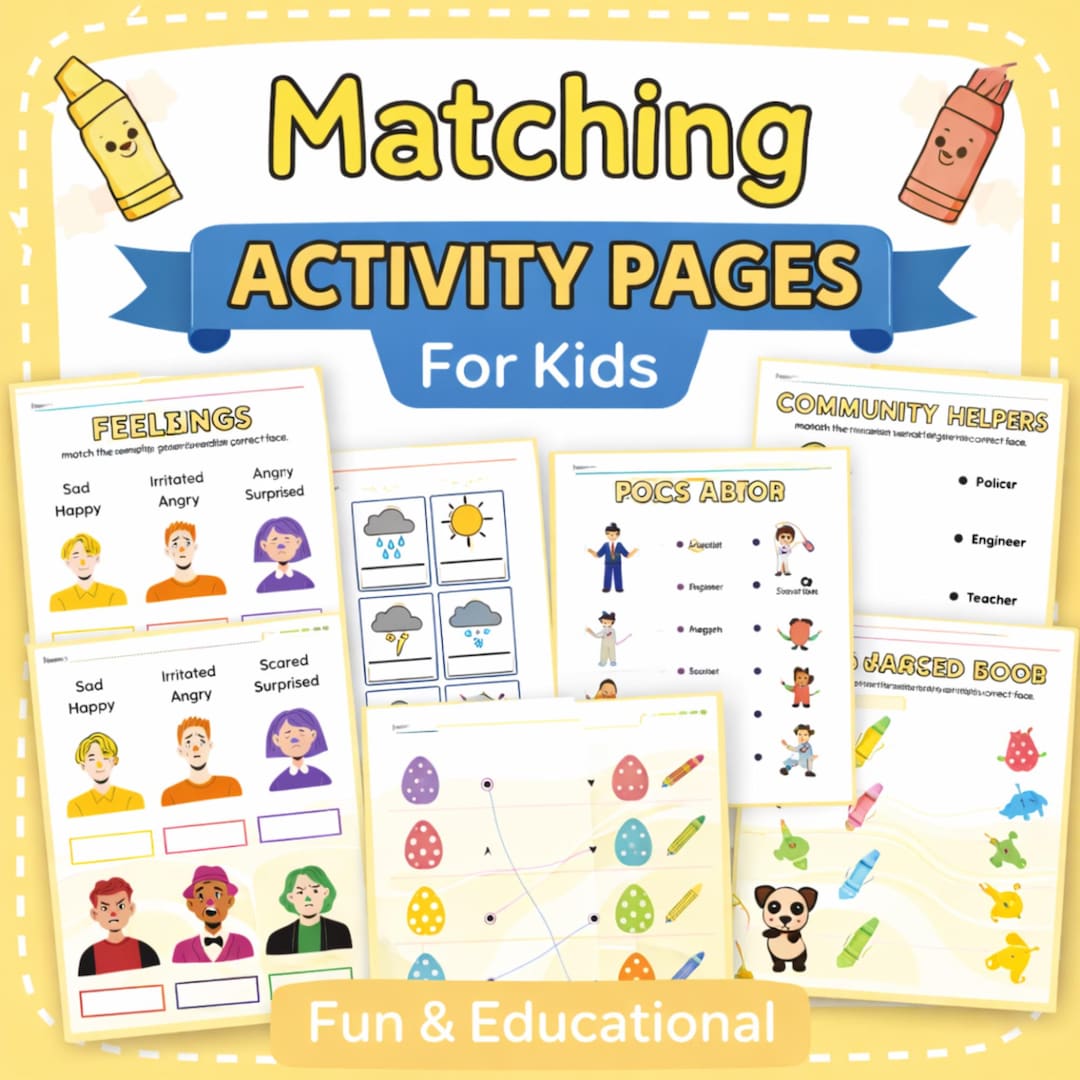 Preschool Matching Activity - Kids Matching Game | Toddler Busy Book ...