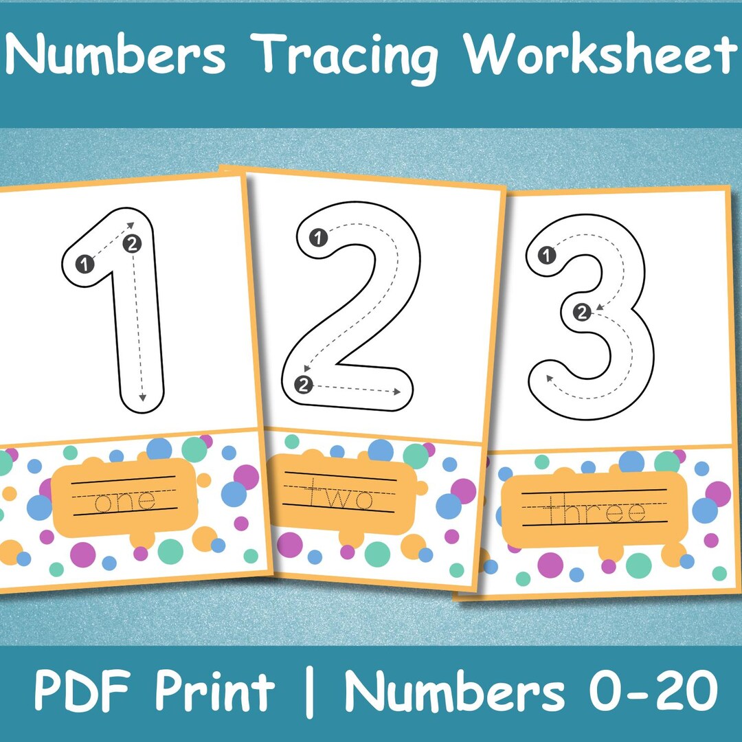 0-20 Number Tracing Worksheets | Preschool Worksheet Printable | Kids ...