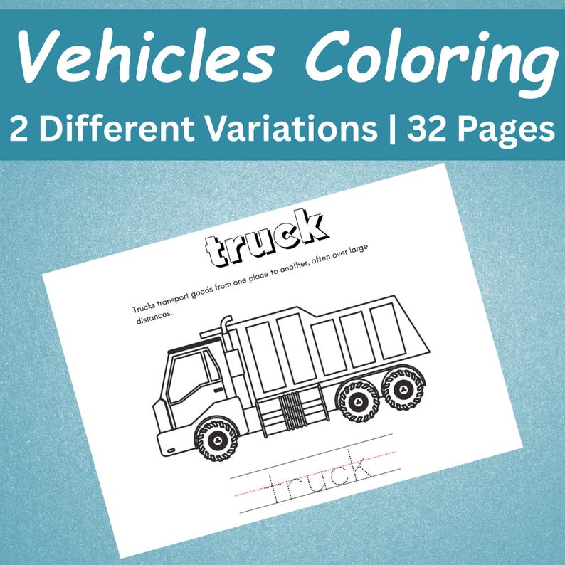 32 Transportation Coloring Pages | Kids Vehicles Coloring Book | Boys ...