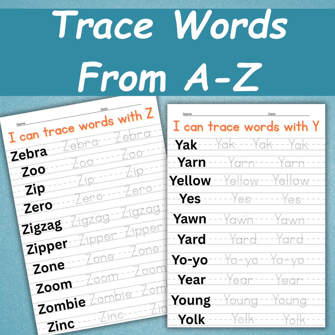 26 Trace the Words Worksheet | Handwriting Practice Activity ...