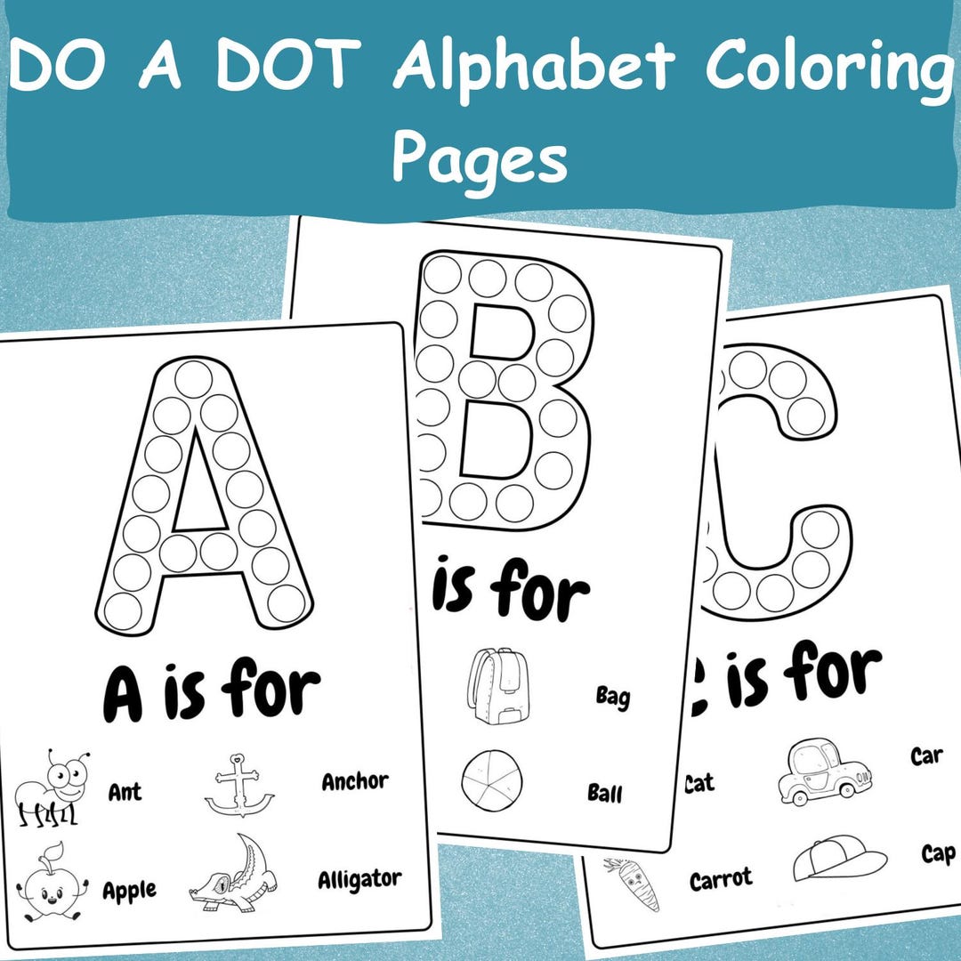 Dot Marker Alphabet Coloring Pages: ABC Learning (PDF) - Etsy