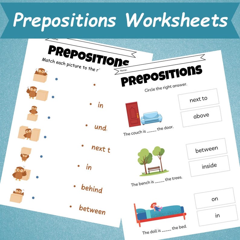 13 Preposition Worksheet for Kids | Montessori Grammar Worksheet ...