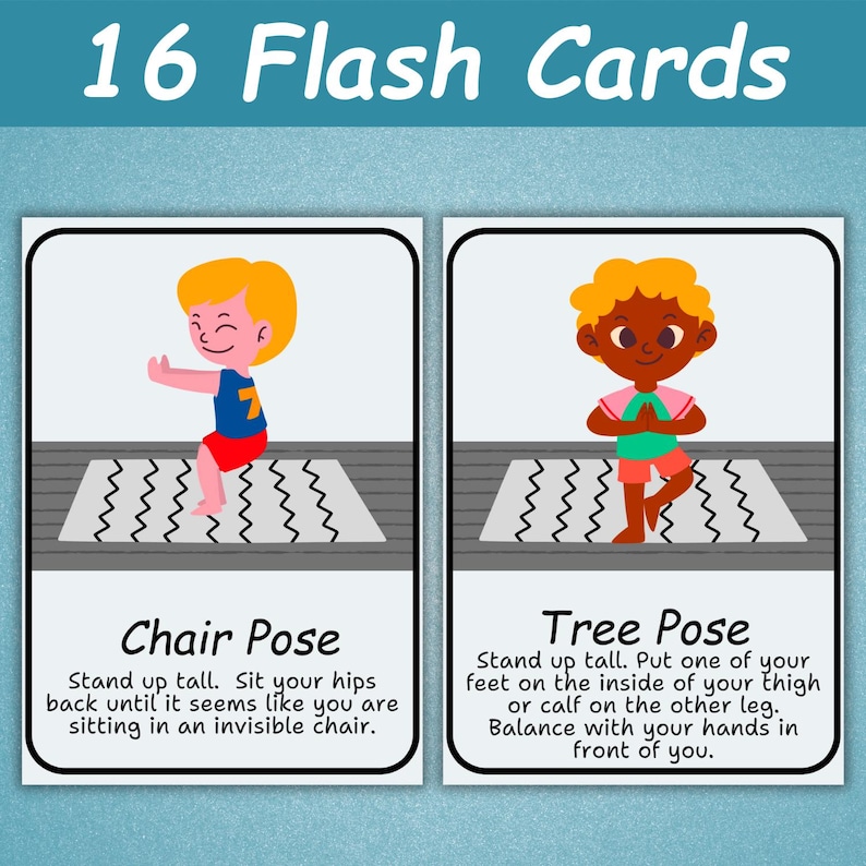 Yoga Flashcards for Kids | Yoga Poses Flash Cards | Toddler Movement ...