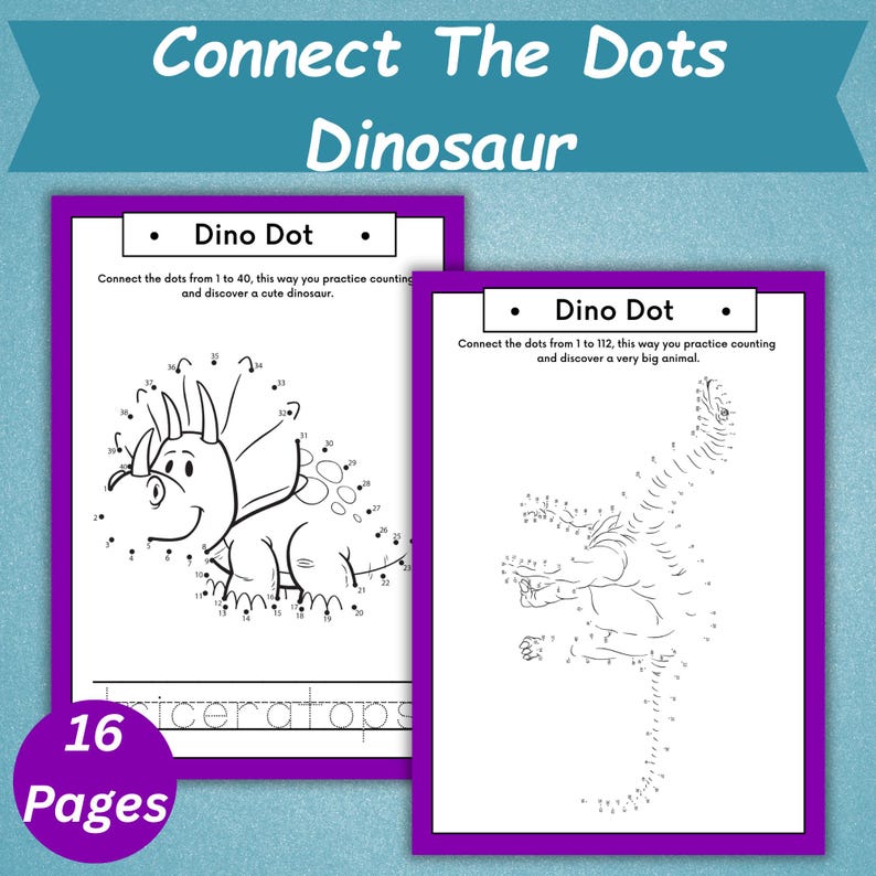 Dinosaur Dot to Dot Worksheets – Connect the Dots Dinosaur Activity ...