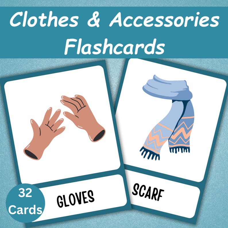 32 Printable Clothes Flashcards | Clothing and Accessories Learning ...