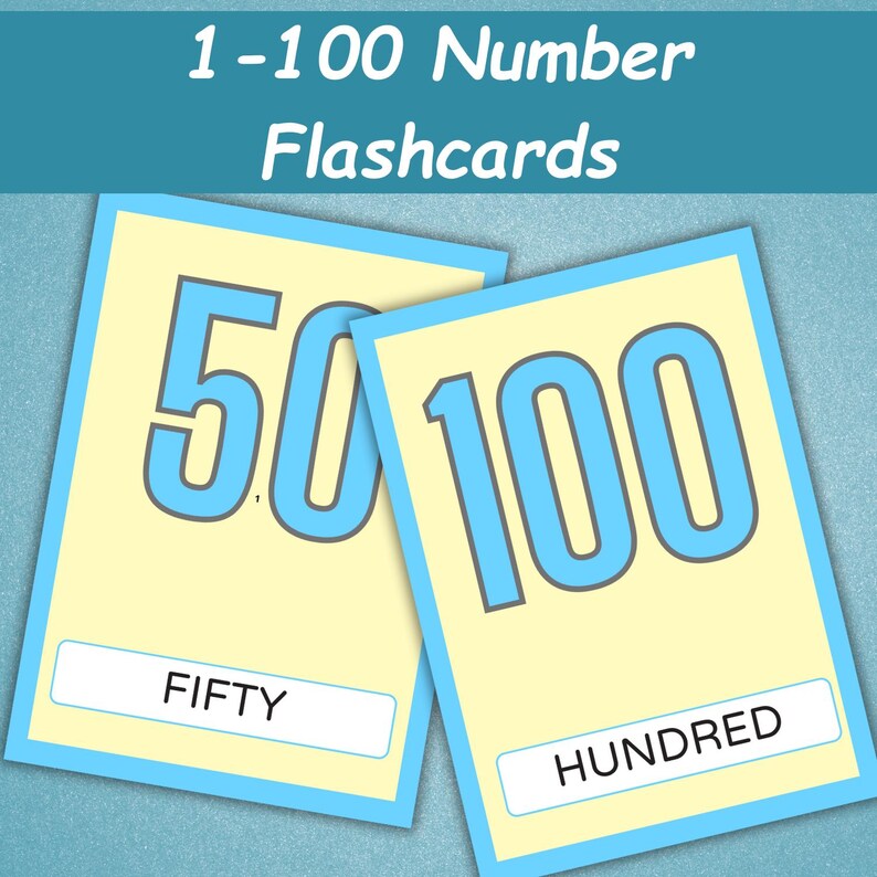 1-100 Number Flashcards for Kids | Preschool Counting Cards | Learning ...