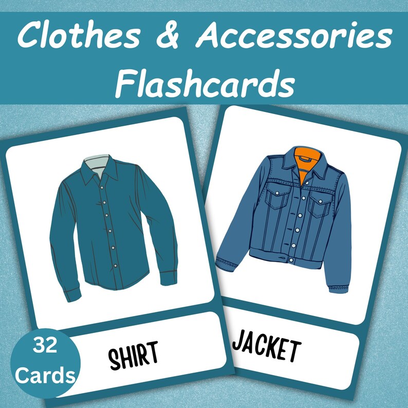 32 Printable Clothes Flashcards | Clothing and Accessories Learning ...