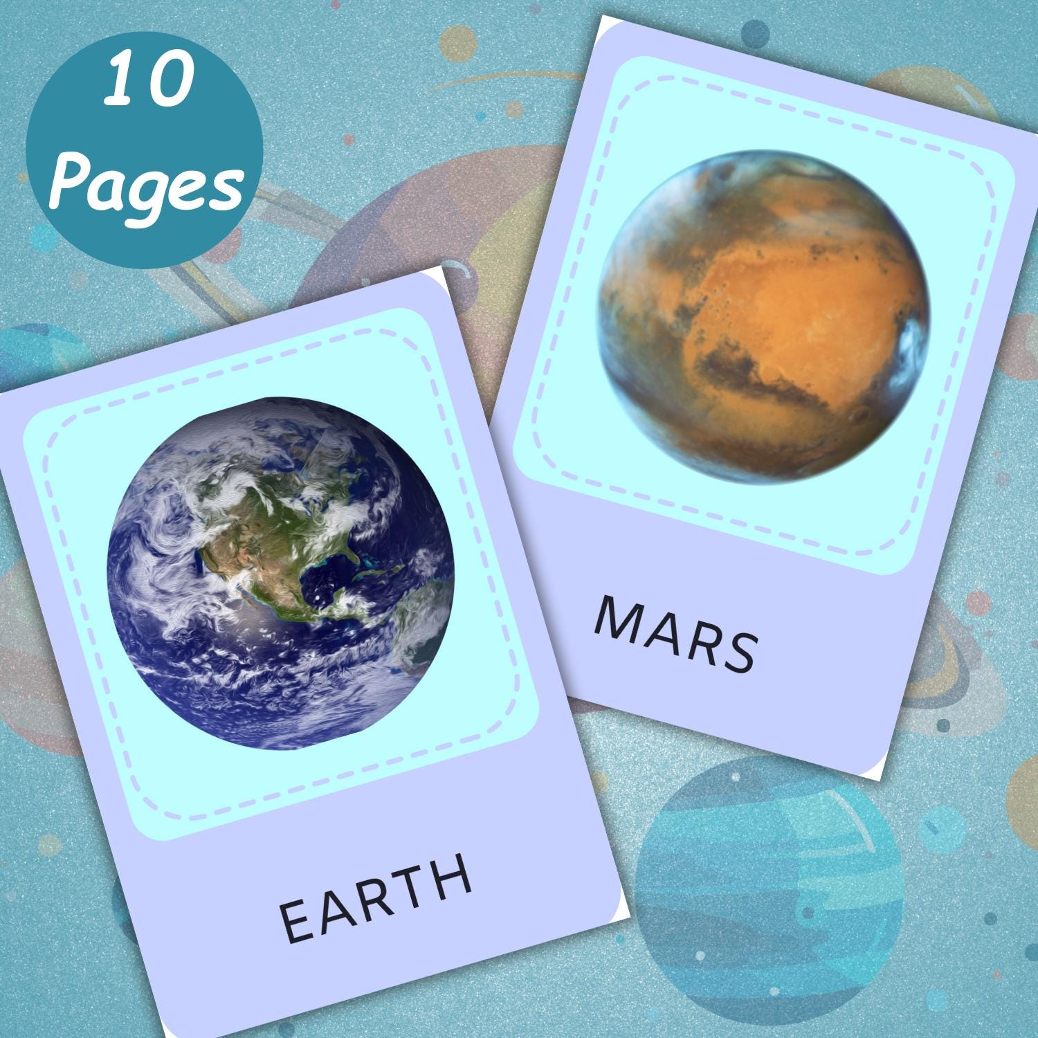 10 Solar System Flash Cards | Planets Learning for Kids | Preschool ...