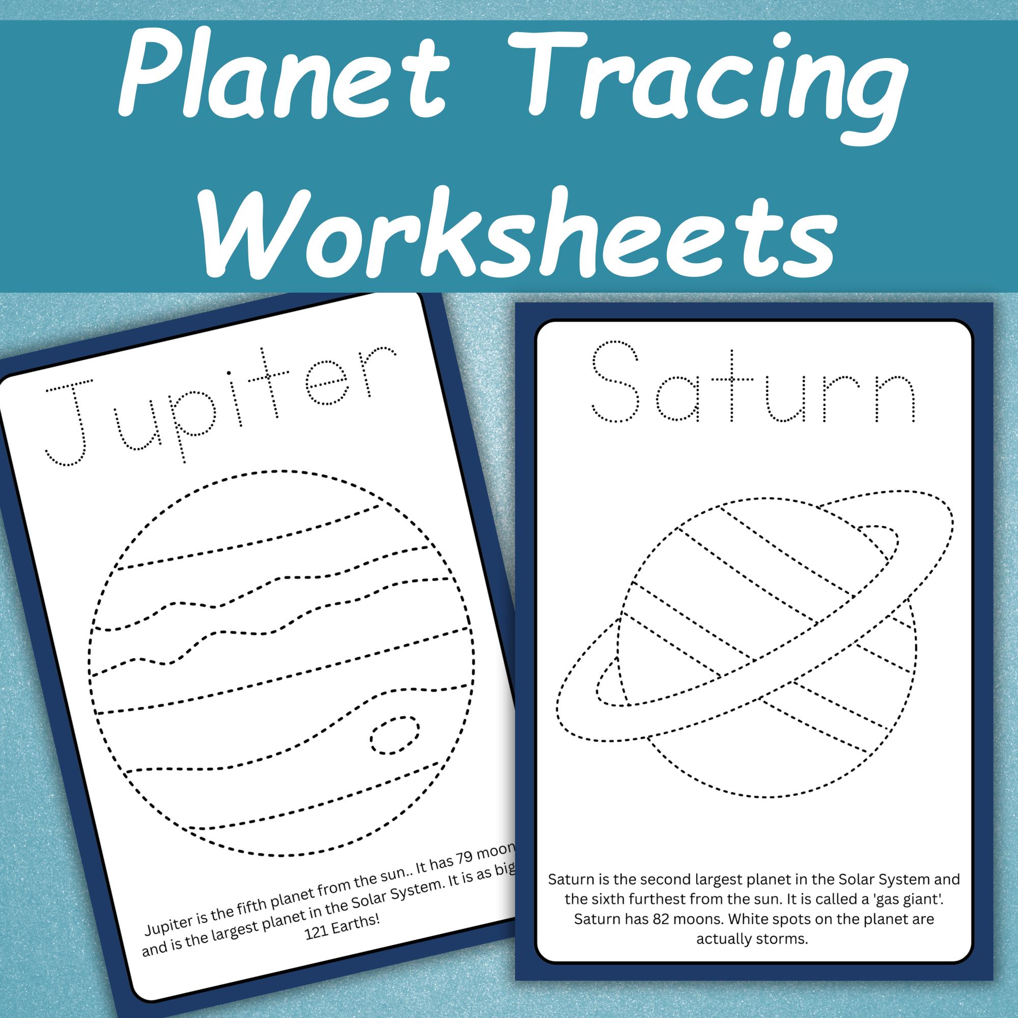 13 Solar System Tracing Pages - Planets Tracing Worksheets - Planets ...