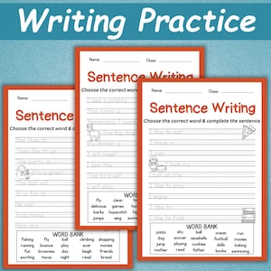 45 Sentence Writing Worksheets | Writing Practice Activity for Kids ...