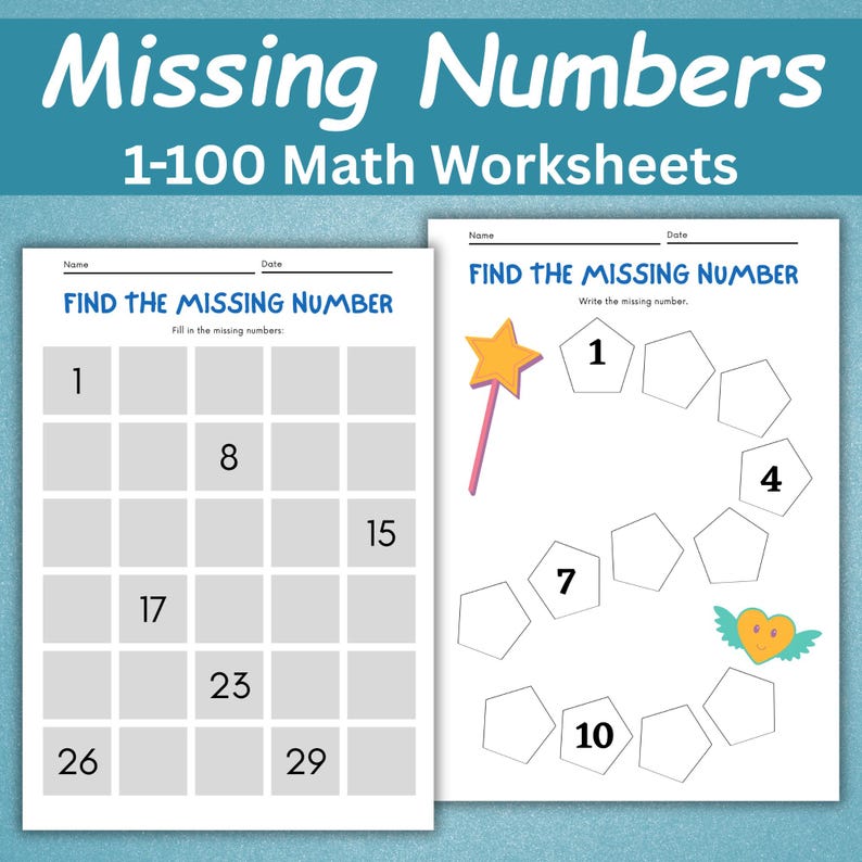 Missing Numbers 1-100 | Kindergarten Math Worksheets | 1st Grade ...