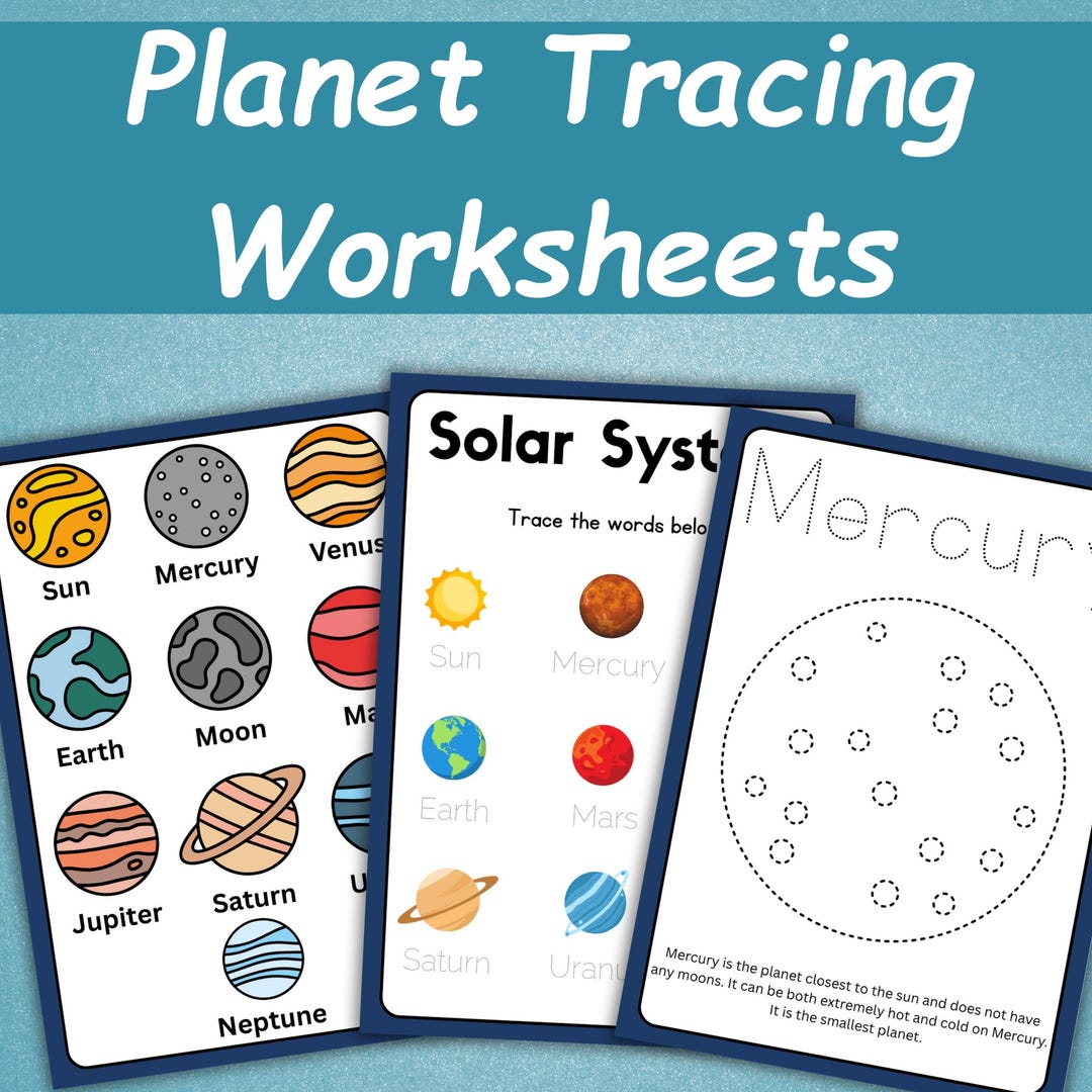 13 Solar System Tracing Pages - Planets Tracing Worksheets - Planets ...