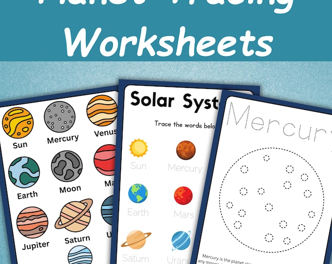 16 Solar System Planets Color Read Trace Write Worksheets. Preschool ...