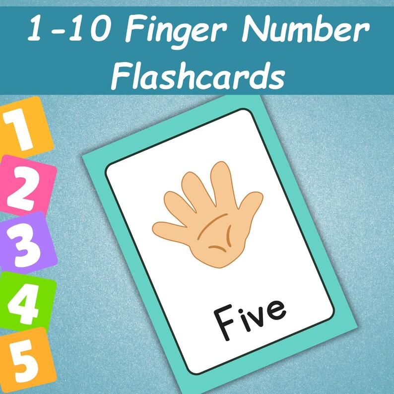 1-10 Finger Counting Flash Cards | Hand Counting Number Flashcards ...