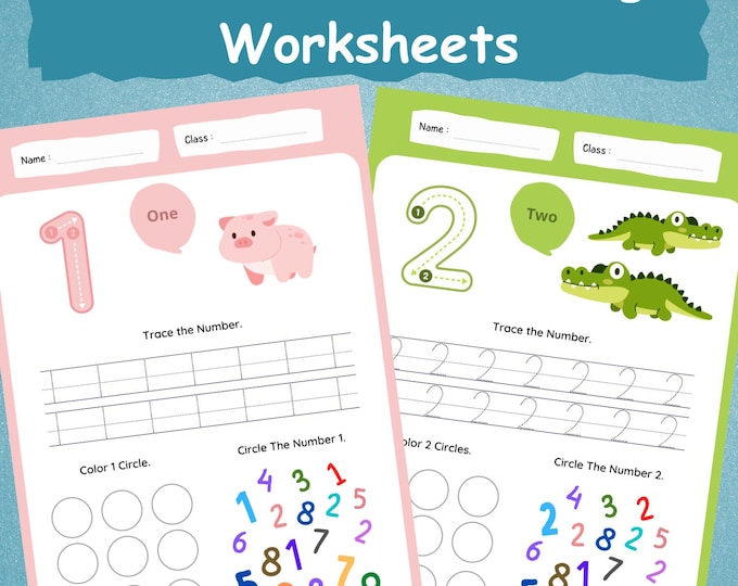 Number Tracing Worksheets for Preschool, Kindergarten, Homeschool ...