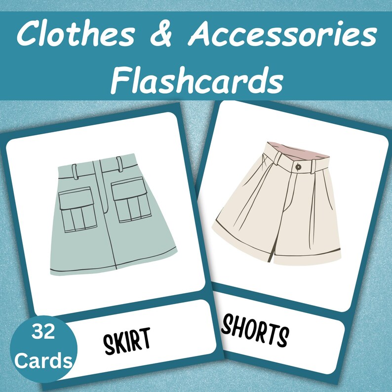32 Printable Clothes Flashcards | Clothing and Accessories Learning ...