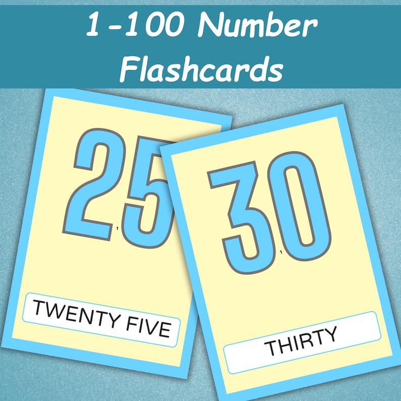 1-100 Number Flashcards for Kids | Preschool Counting Cards | Learning ...