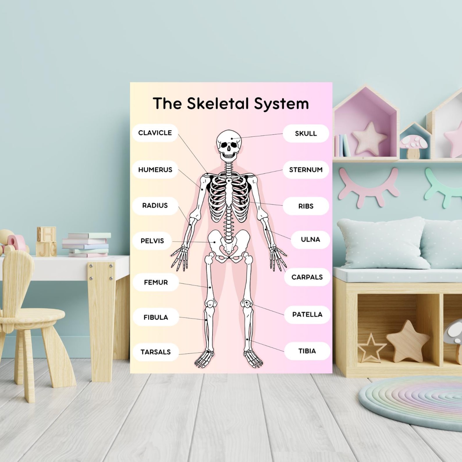 Human Skeleton Poster for Kids | Human Bones Printable | Educational ...