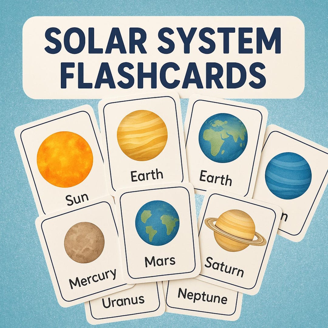 10 Solar System Flash Cards | Planets Learning for Kids | Preschool ...