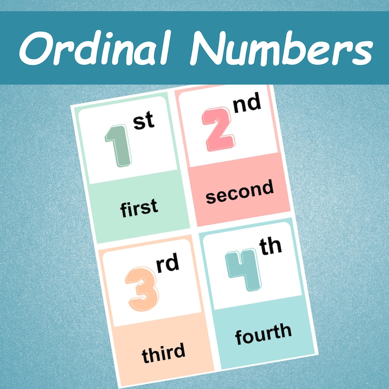 Ordinal Number Cards Montessori Math Flashcards for Kids Preschool ...